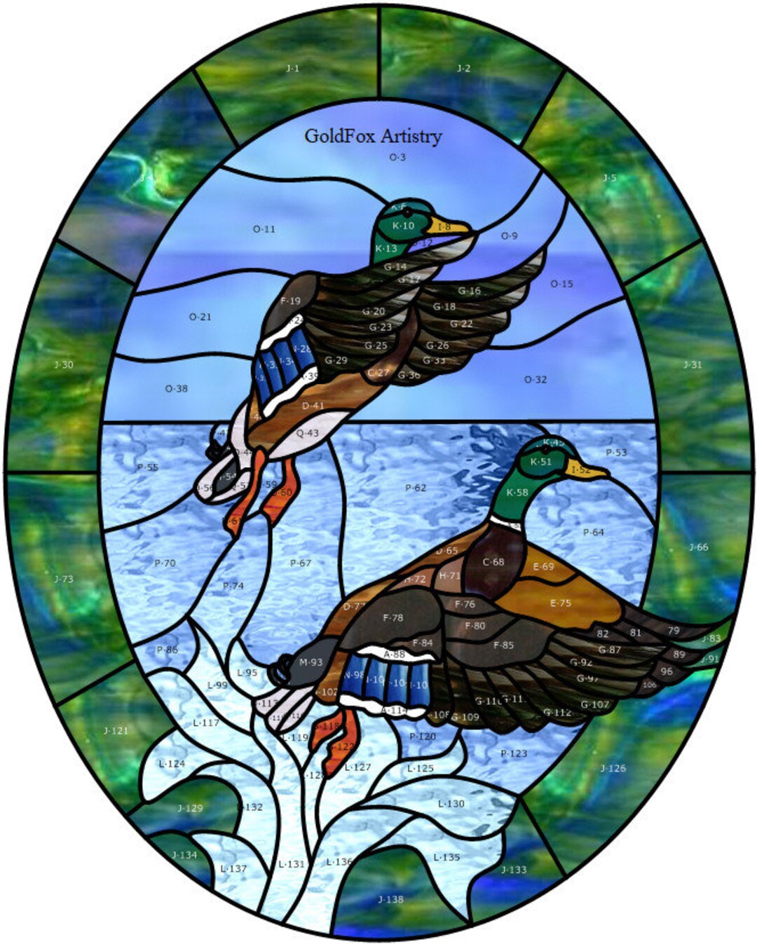 Mallard Drakes Taking off Out of Water Stained Glass Pattern, PDF ...
