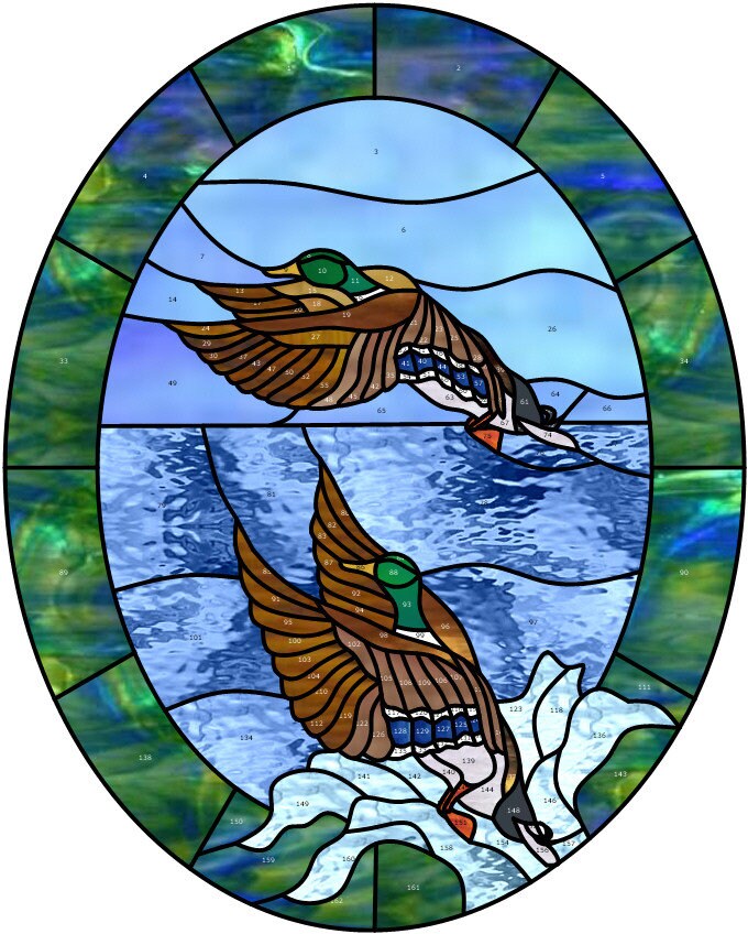 Mallard Drakes Taking off Out of Water Stained Glass Pattern | Etsy