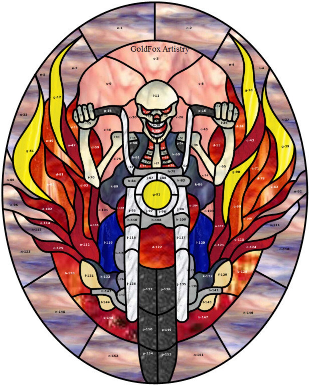 Motorcycle Skull Rider Stained Glass Pattern PDF Download - Etsy