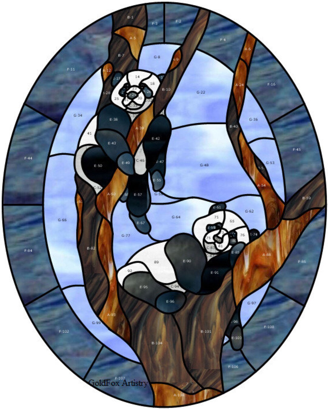 Goldfox Artistry, Pandas Sleeping, Stained Glass Patterns, PDF Download ...