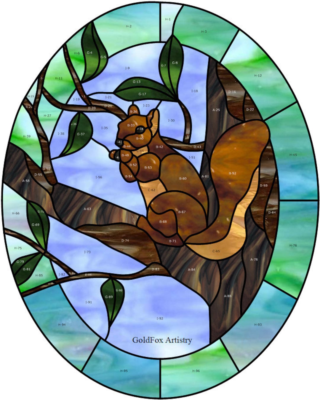 Goldfox Artistry, Squirrel, Stained Glass Pattern, PDF Download - Etsy