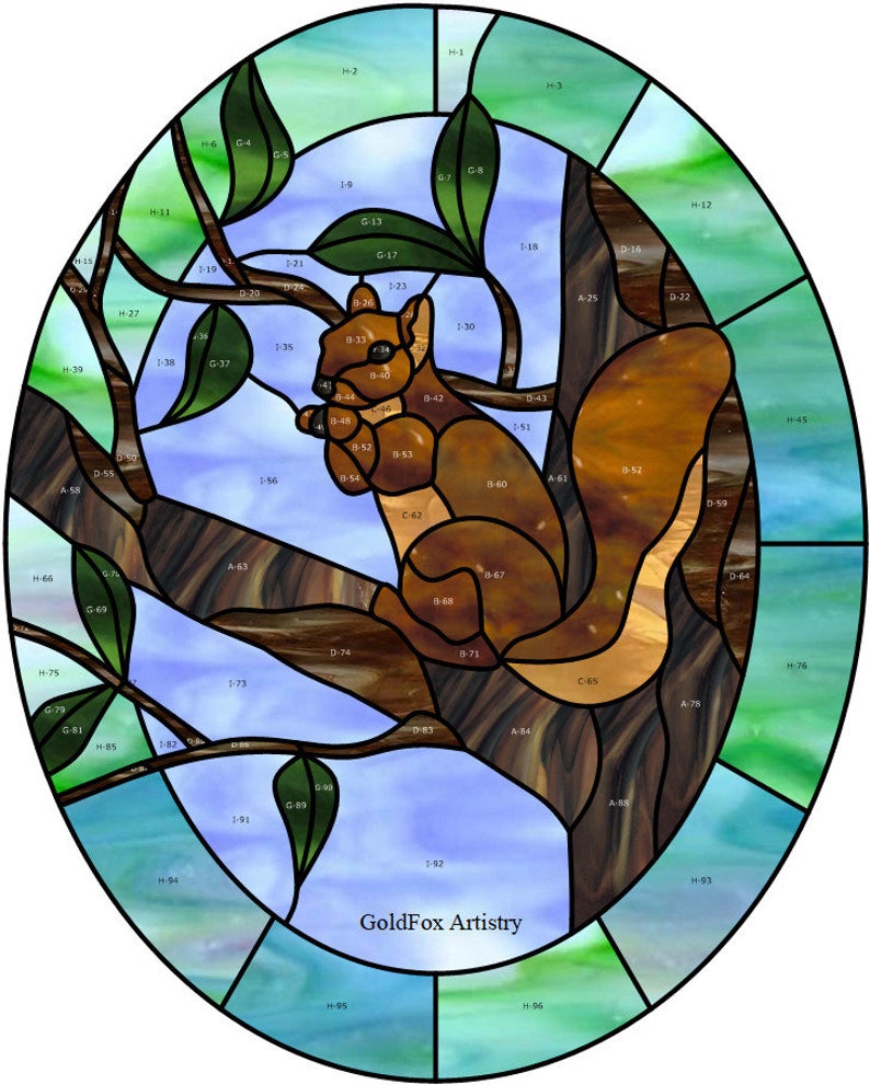 Goldfox Artistry, Squirrel, Stained Glass Pattern, PDF Download - Etsy