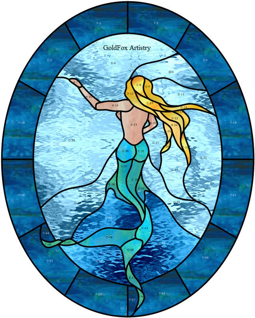 Goldfox Artistry, Mermaid, Stained Glass Pattern, PDF Download - Etsy