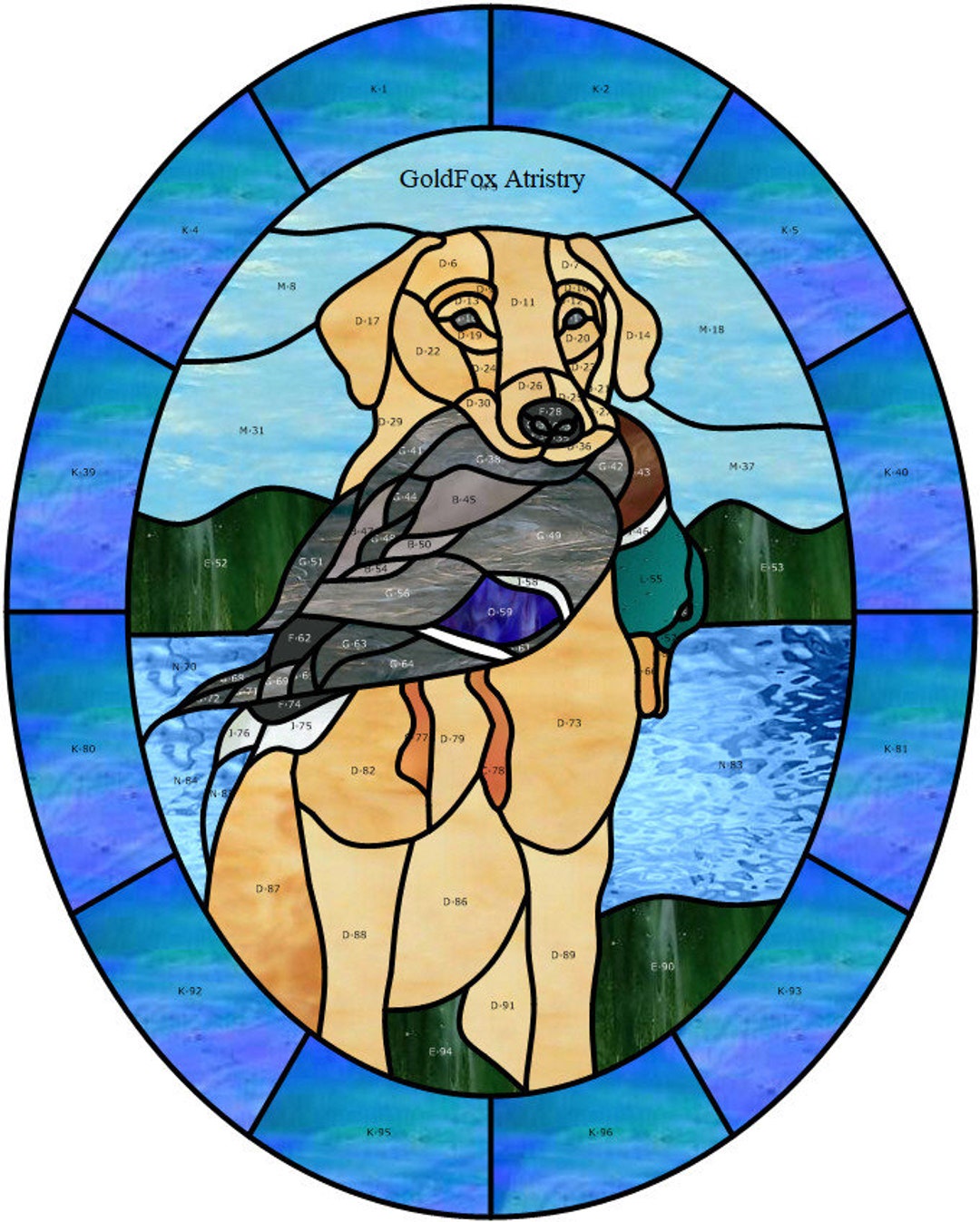 Goldfox Artistry, Yellow Lab and a Mallard Duck, Stained Glass Pattern ...