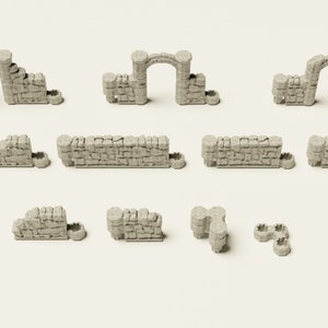 Dungeon Sticks - Ruined Stone Walls (starlink) - 28mm Terrain - Etsy
