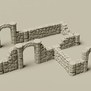 Dungeon Sticks - Ruined Stone Walls (starlink) - 28mm Terrain - Etsy