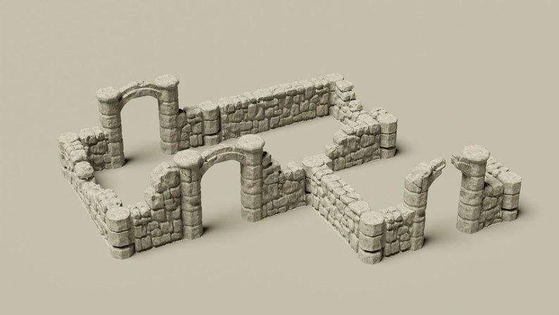 Dungeon Sticks - Ruined Stone Walls (starlink) - 28mm Terrain - Etsy