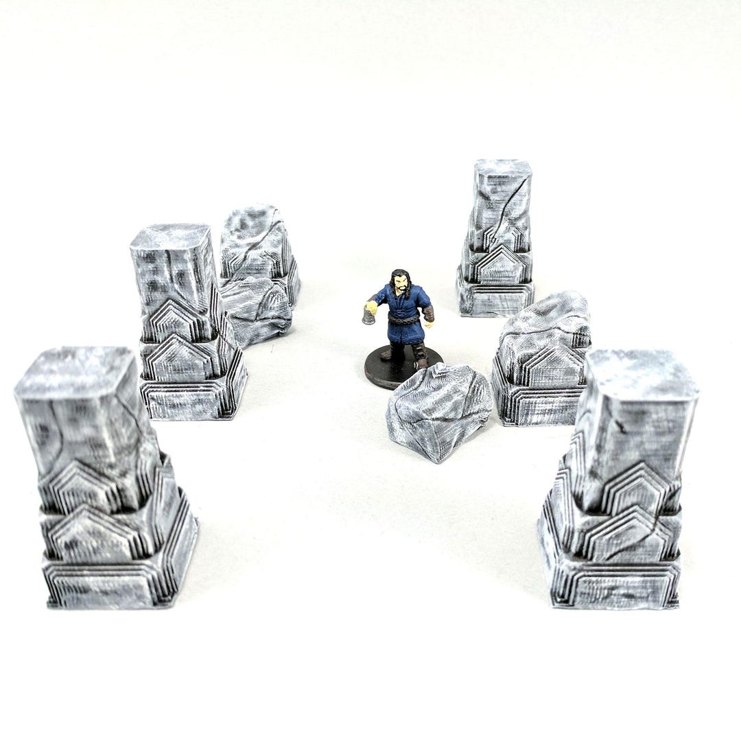 Set of Carved Stone Pillars for Gaming Terrain & Scenery (28mm-32mm ...