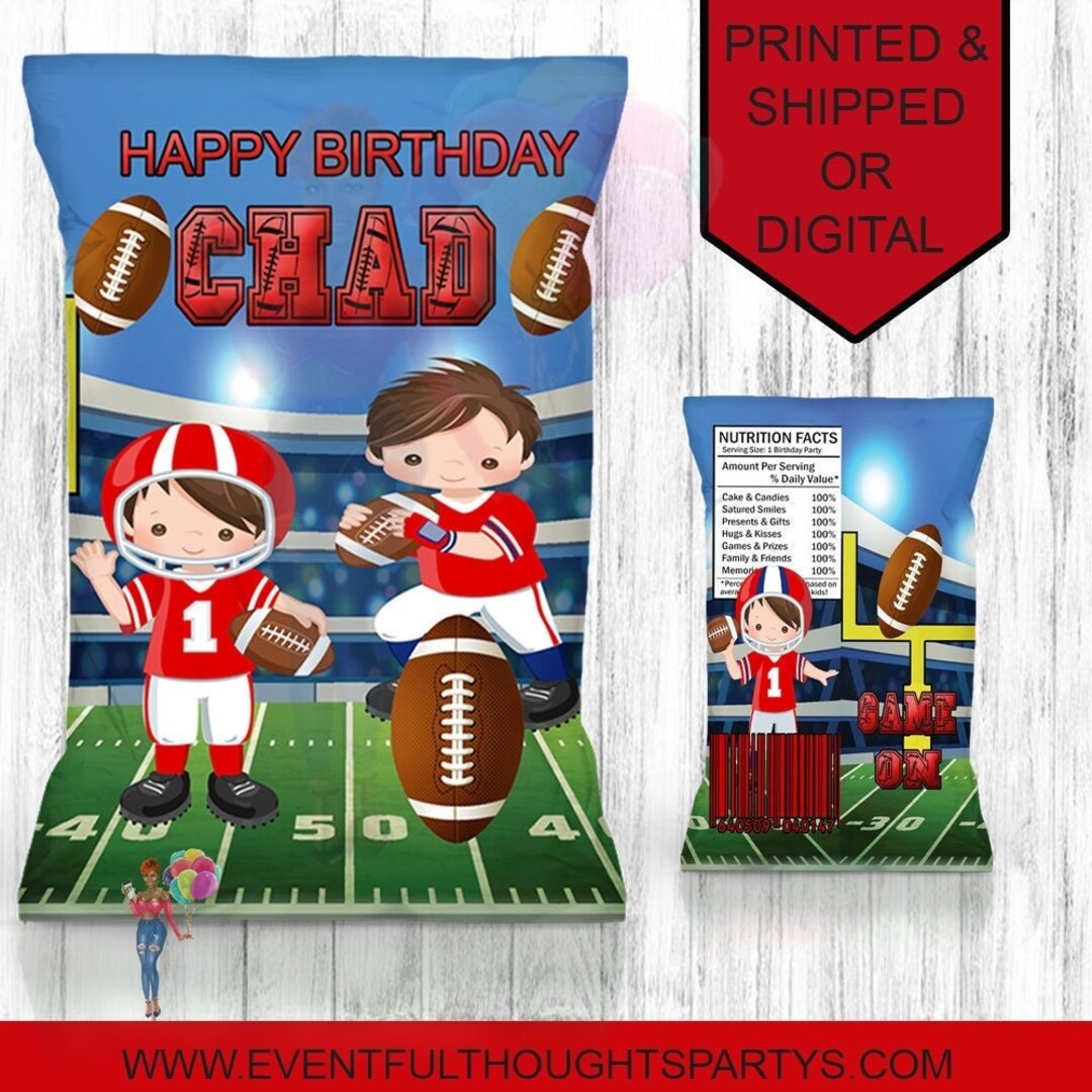 Football Chip Bag-football Birthday Party-sports Chip Bag-football ...