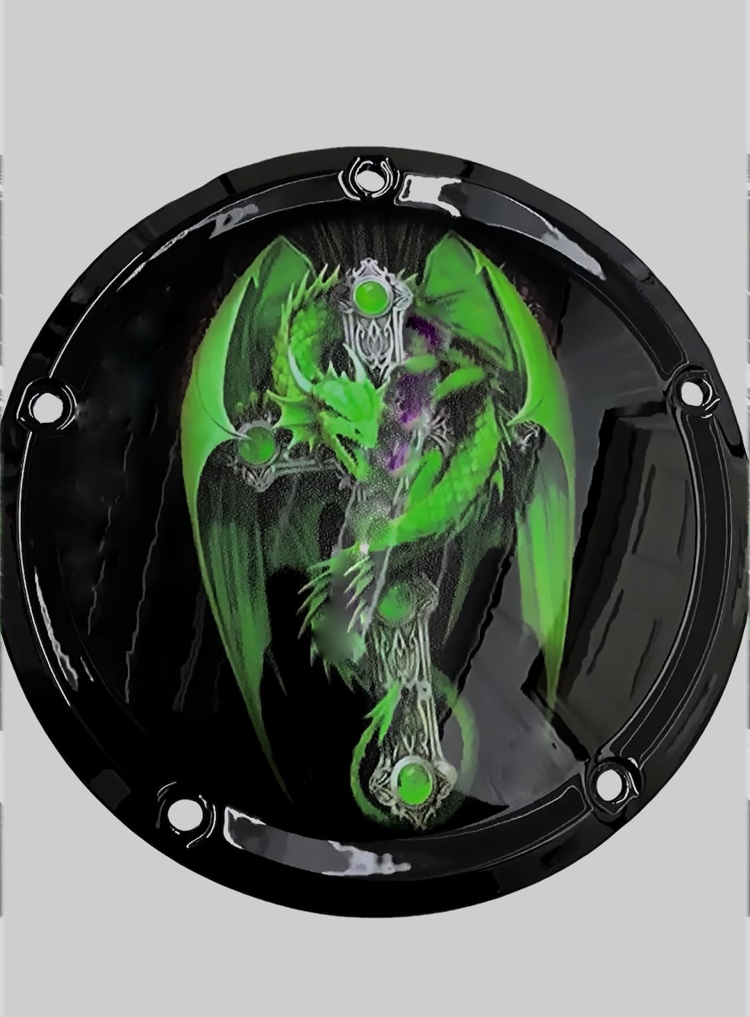 Custom Derby Cover Dragon Cross green - Etsy