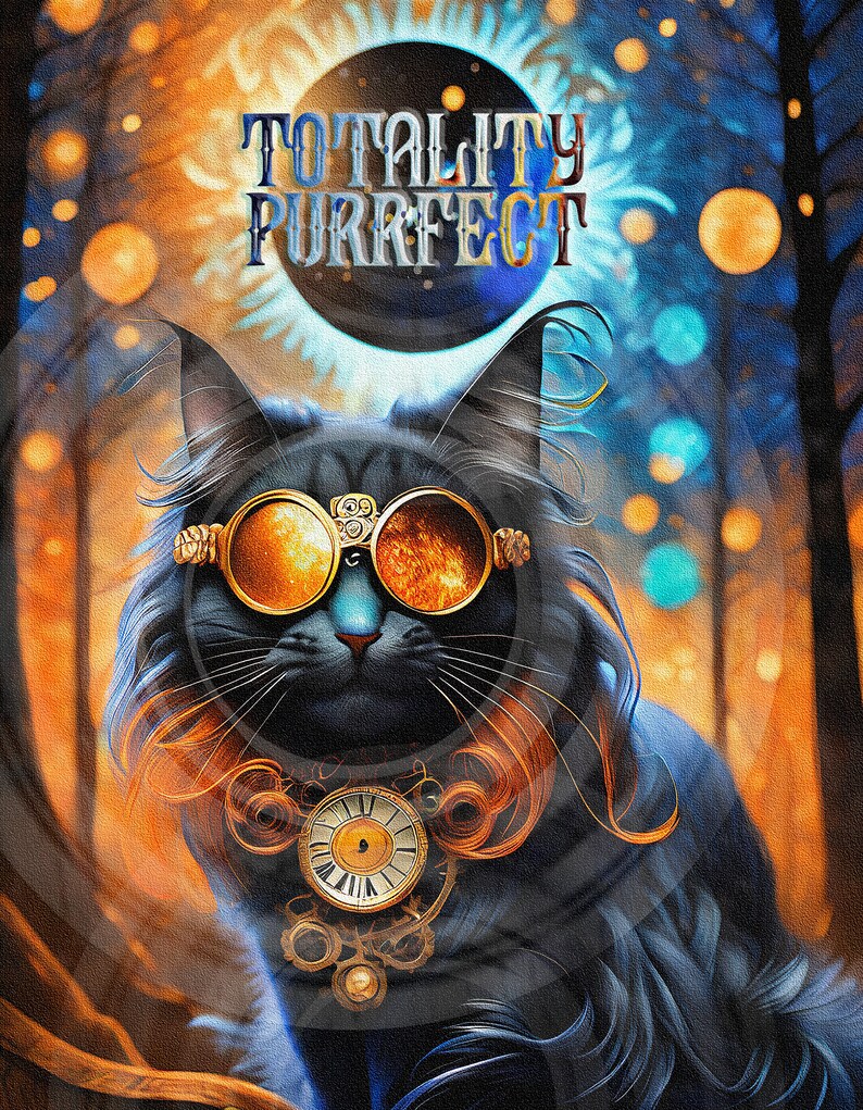 2024 Total Solar Eclipse Cool Kitty Cat .PNG Design Digital Download - Etsy
