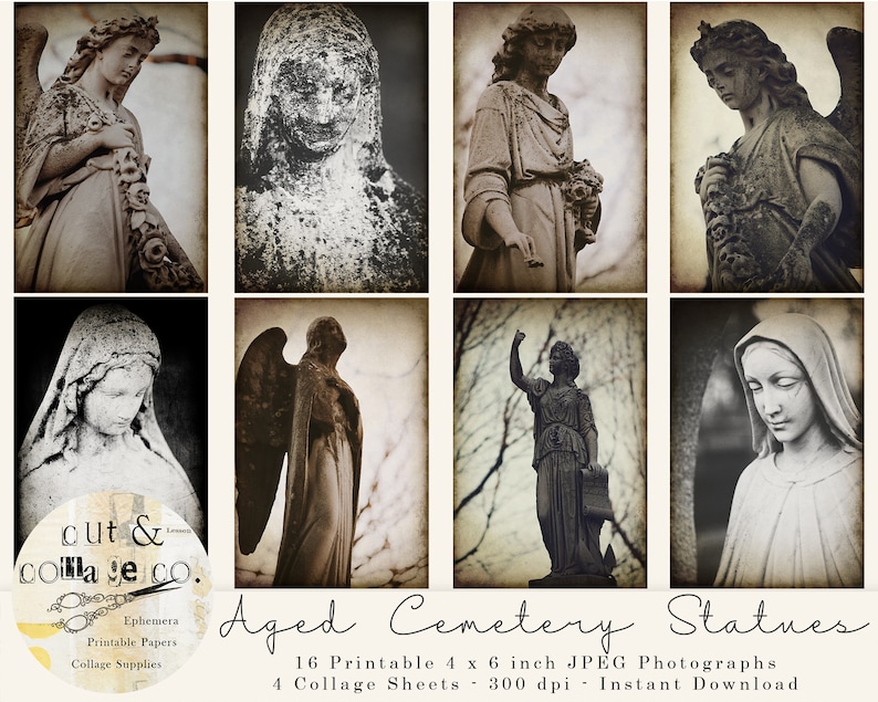 Cemetery Statues Gothic Religious Photo Collection for Junk Journals ...