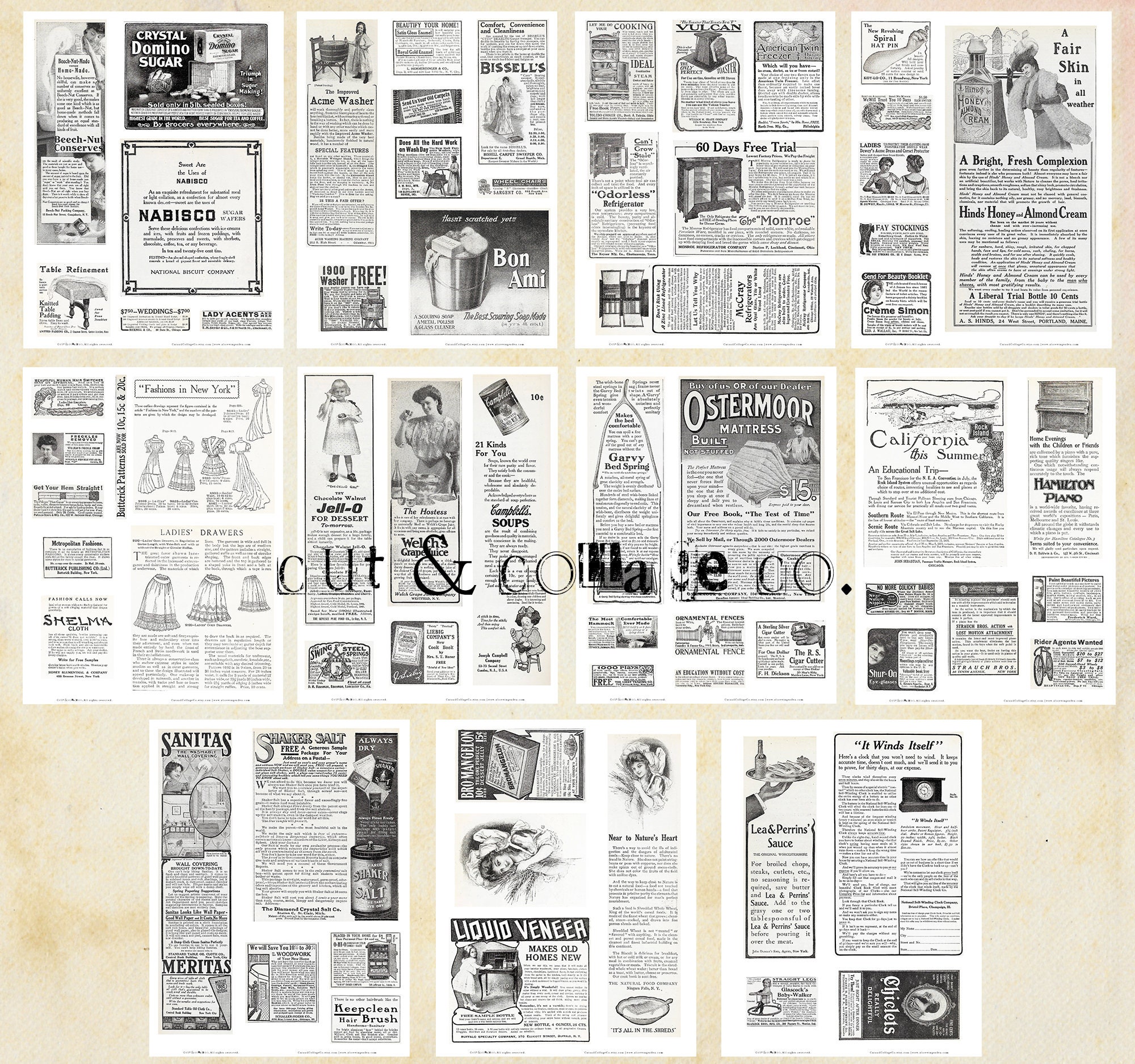 Printable Early 1900's B&W Victorian Advertisements for Junk Journals ...