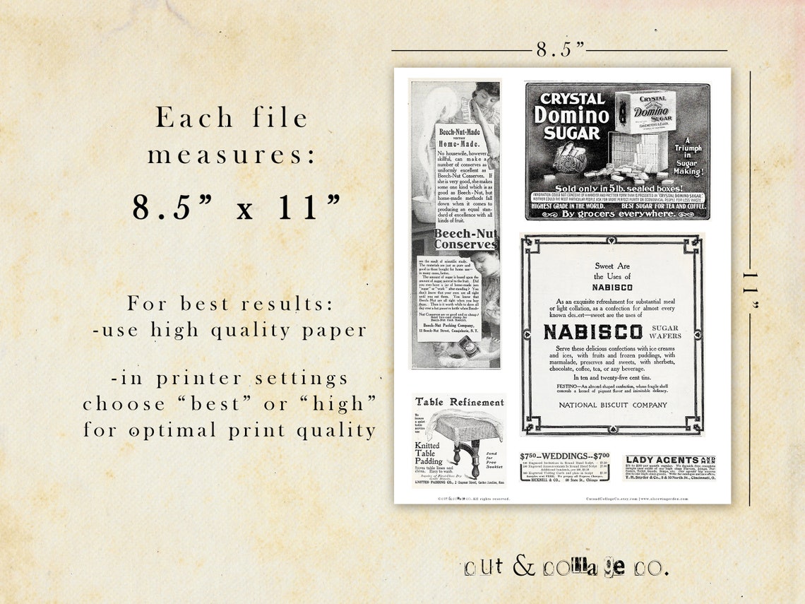 Printable Early 1900's B&W Victorian Advertisements for Junk Journals ...