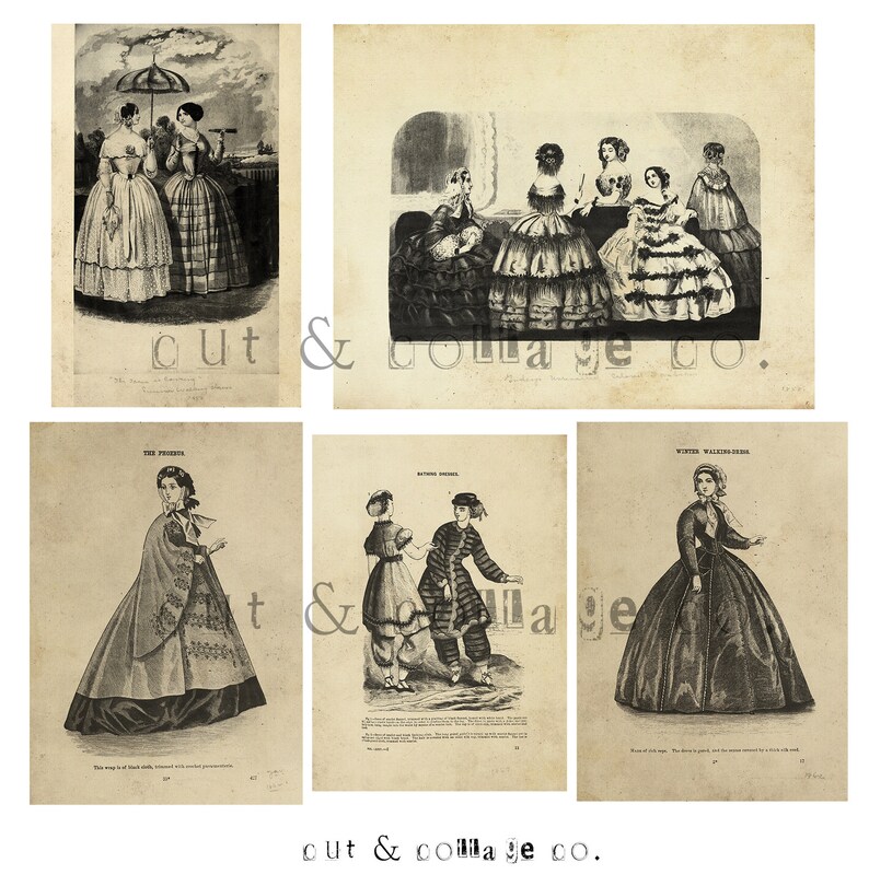 Antique FASHION PRINTS, Printables for Junk Journals, Scrapbook ...