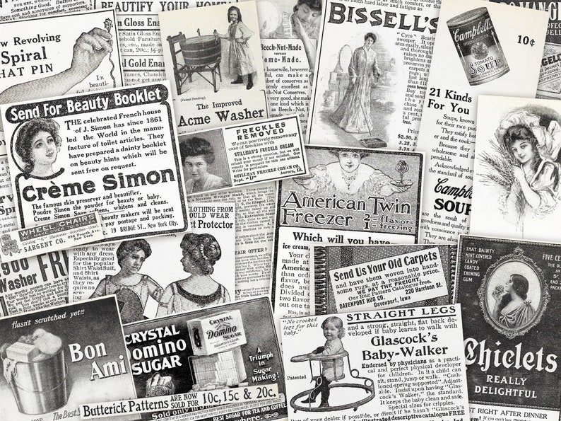 Printable Early 1900's B&W Victorian Advertisements for Junk Journals ...
