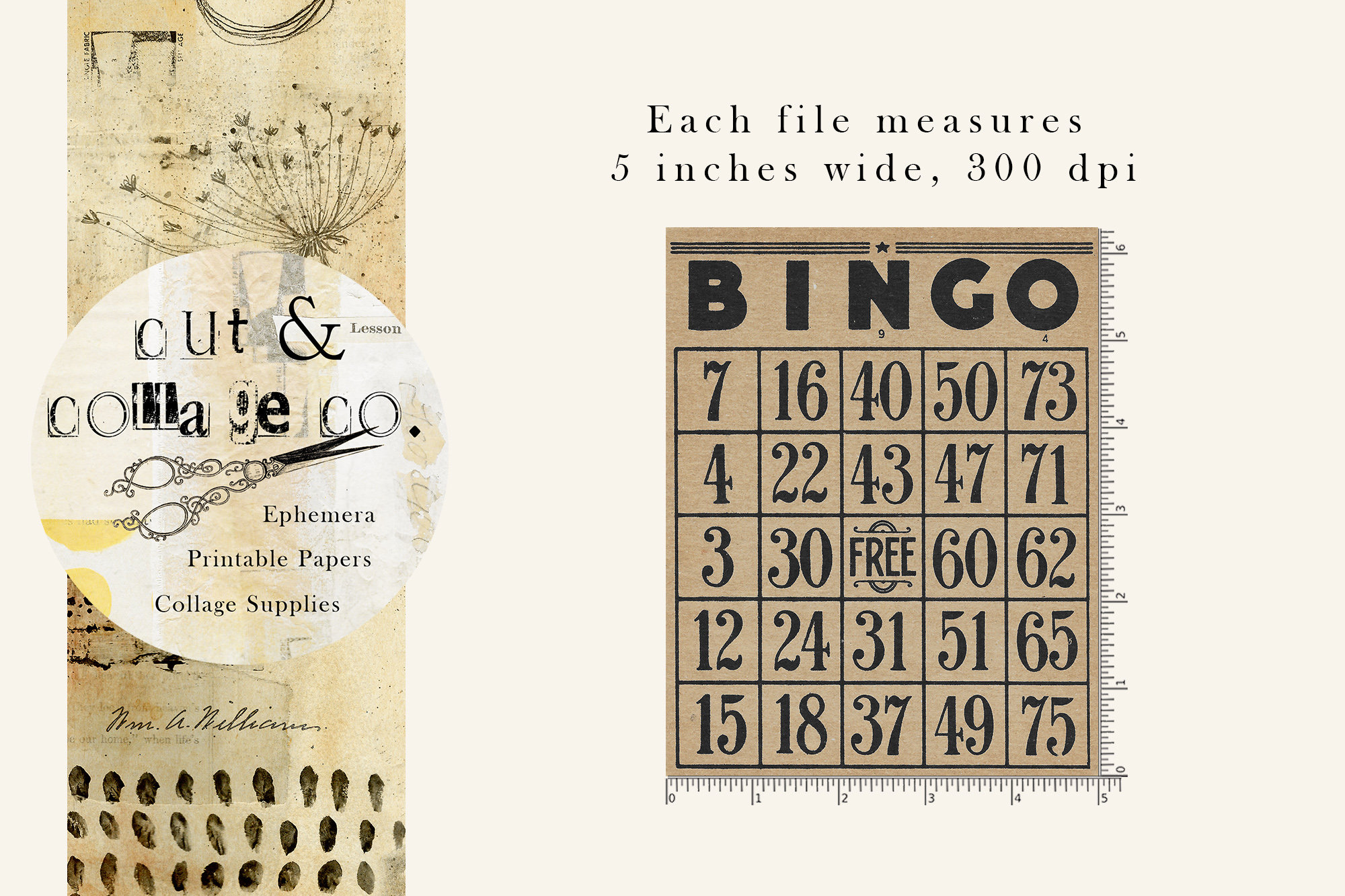 Vintage Printable Aged BINGO Game Cards 5 Designs for Junk - Etsy