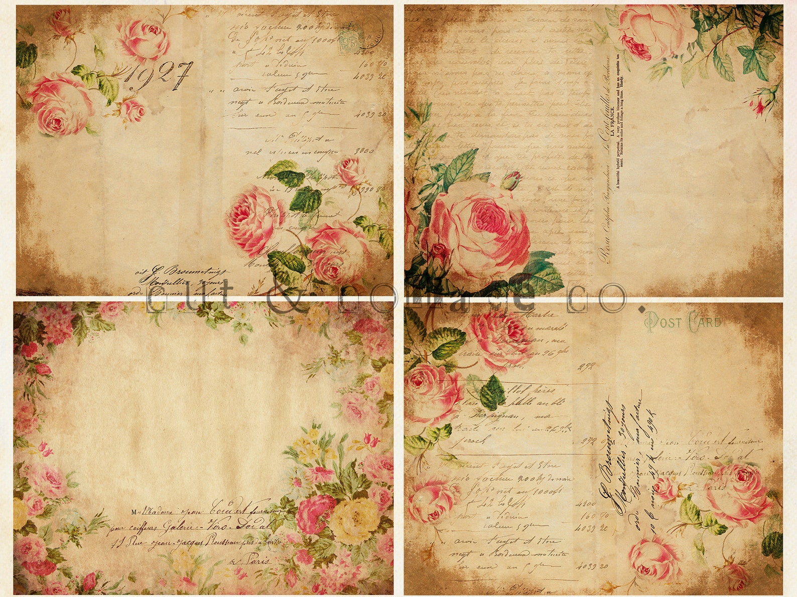 Pretty Maids & Roses Printable Artist Journal Papers, Vintage Godey ...