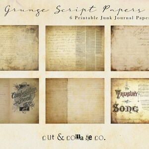 Grunge Script Printable Junk Journal Collage Papers Vintage - Etsy