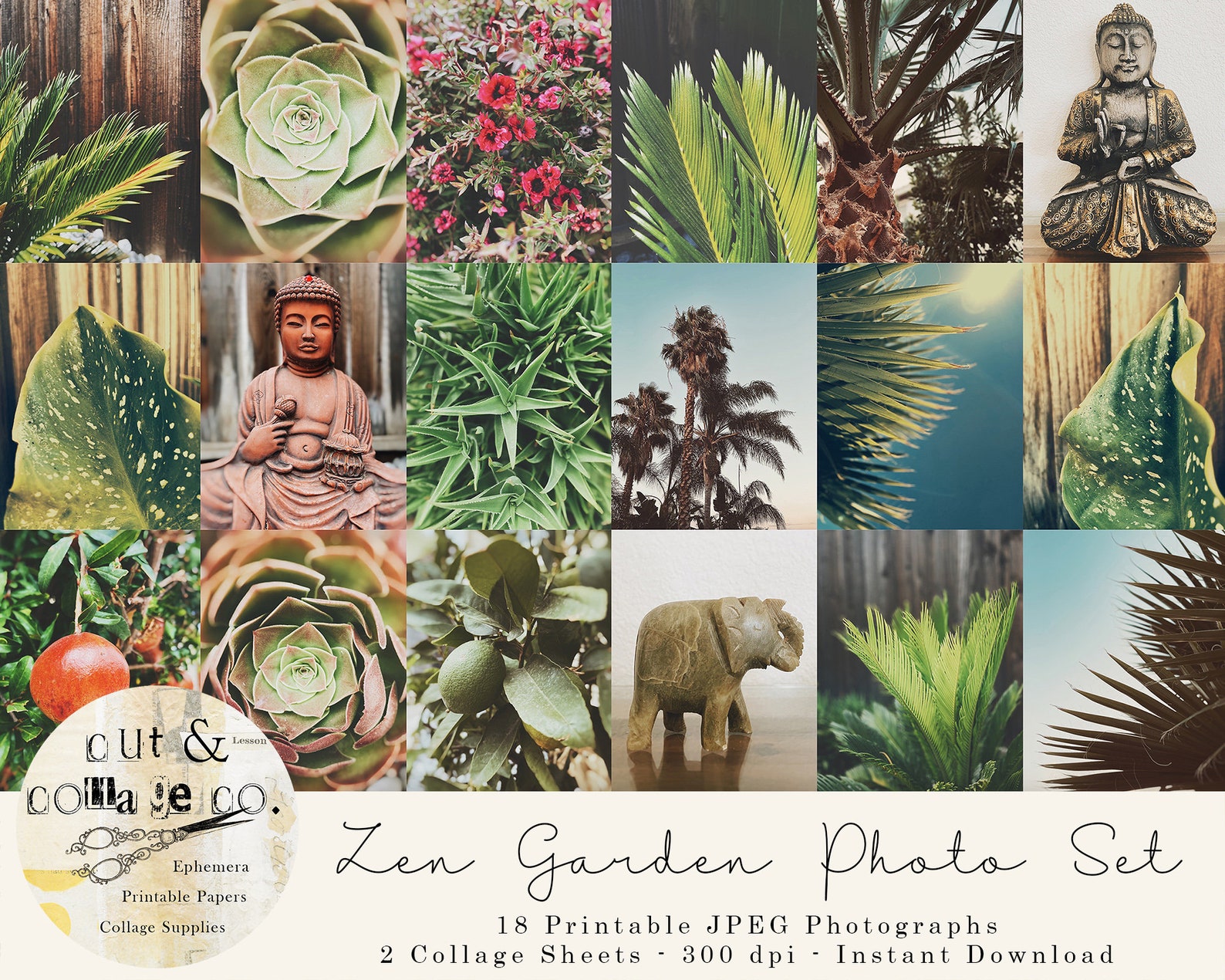 Zen Garden BOHO Printable Photography Collage Sheets for Art Journals ...