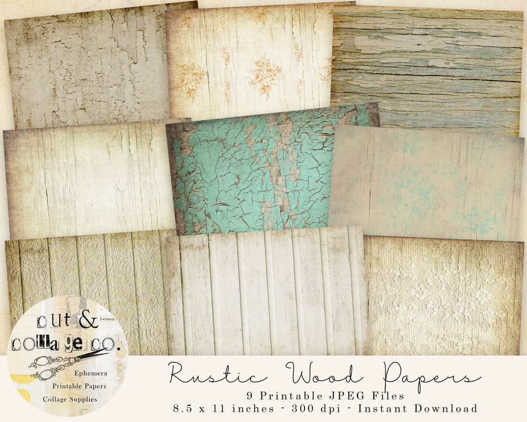 Rustic WOOD Printable Journal Papers Kit INCLUDES 9 Digital JPEG Sheet ...