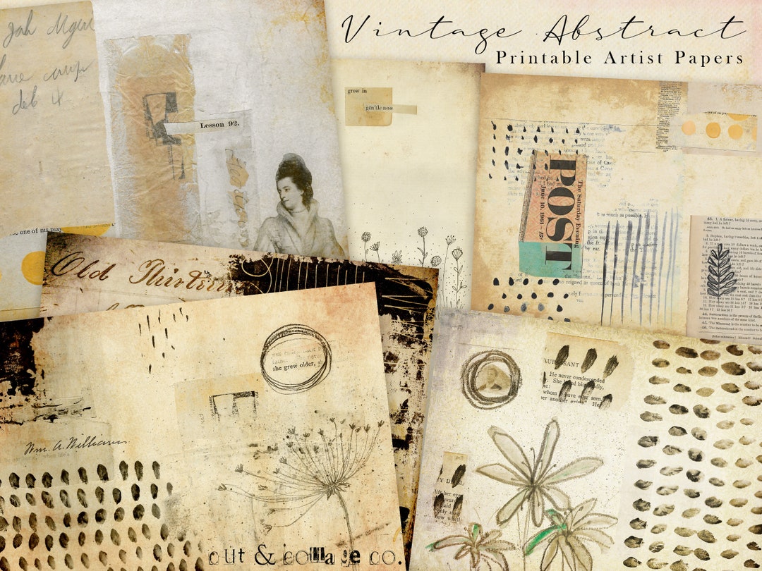 Vintage Abstract Printable Artist Journal Papers Art Pages - Etsy