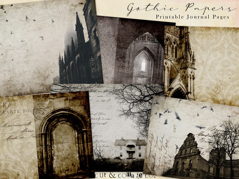 Gothic Architecture Printable Junk Journal Papers, Vintage Inspired ...