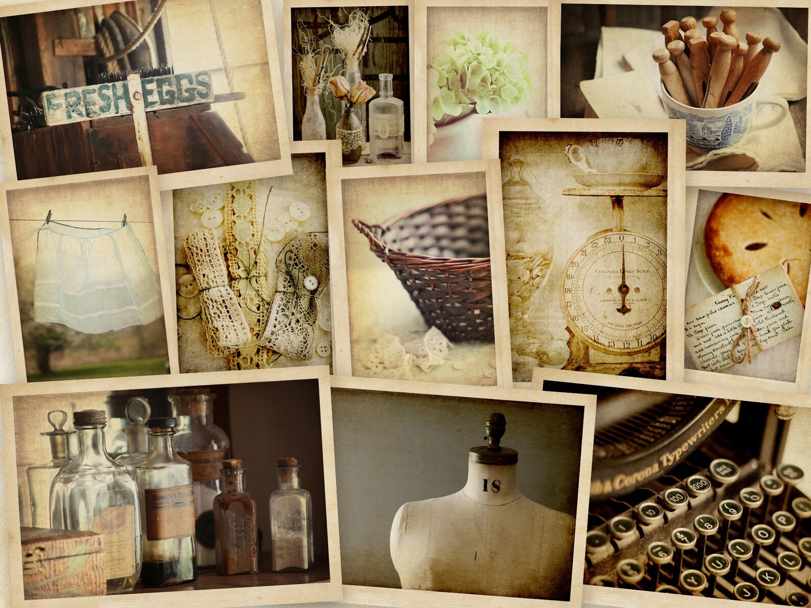 Rustic FARMHOUSE Photo Collection for Junk Journals, Vintage Photo Wall ...