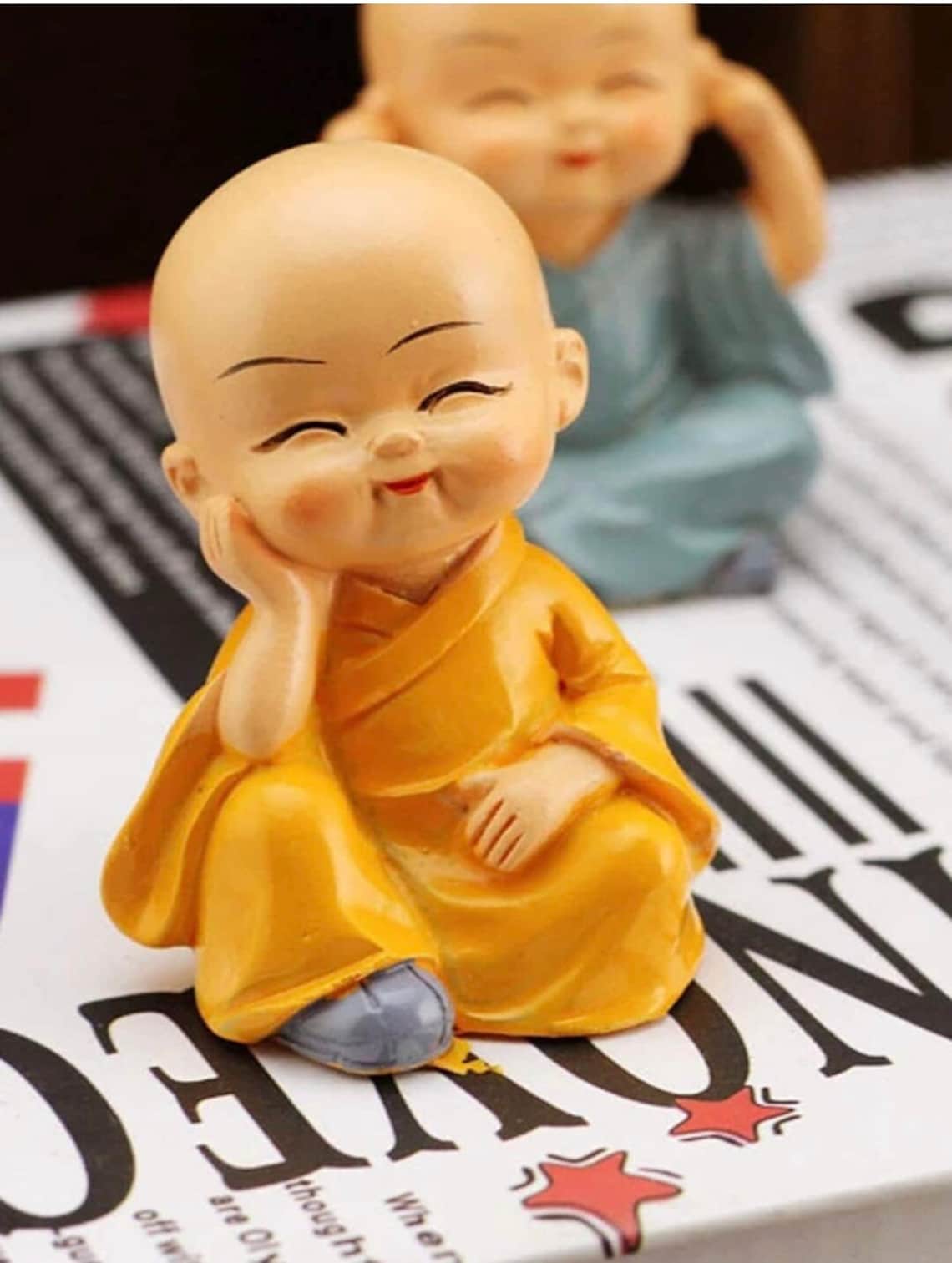 Buddha Monks Statues Showpiece for Wall Shelf Table Desktop | Etsy UK