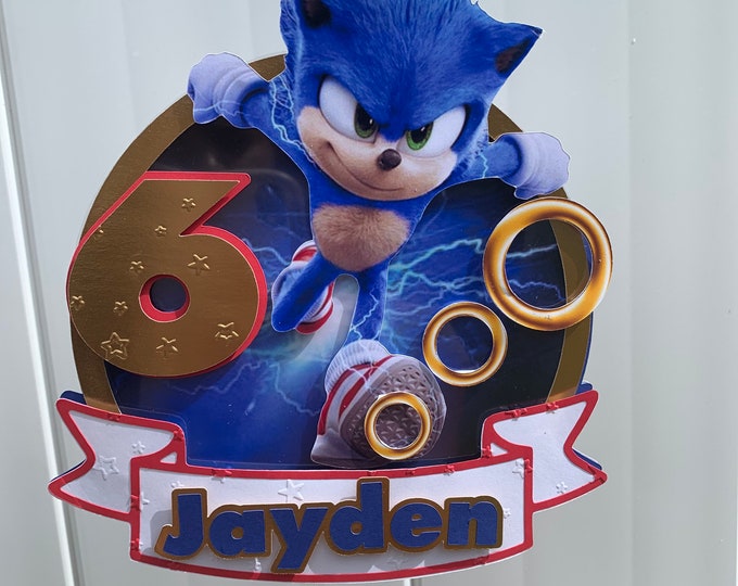 Sonic Topper|custom Name and Age|boy Party - Etsy