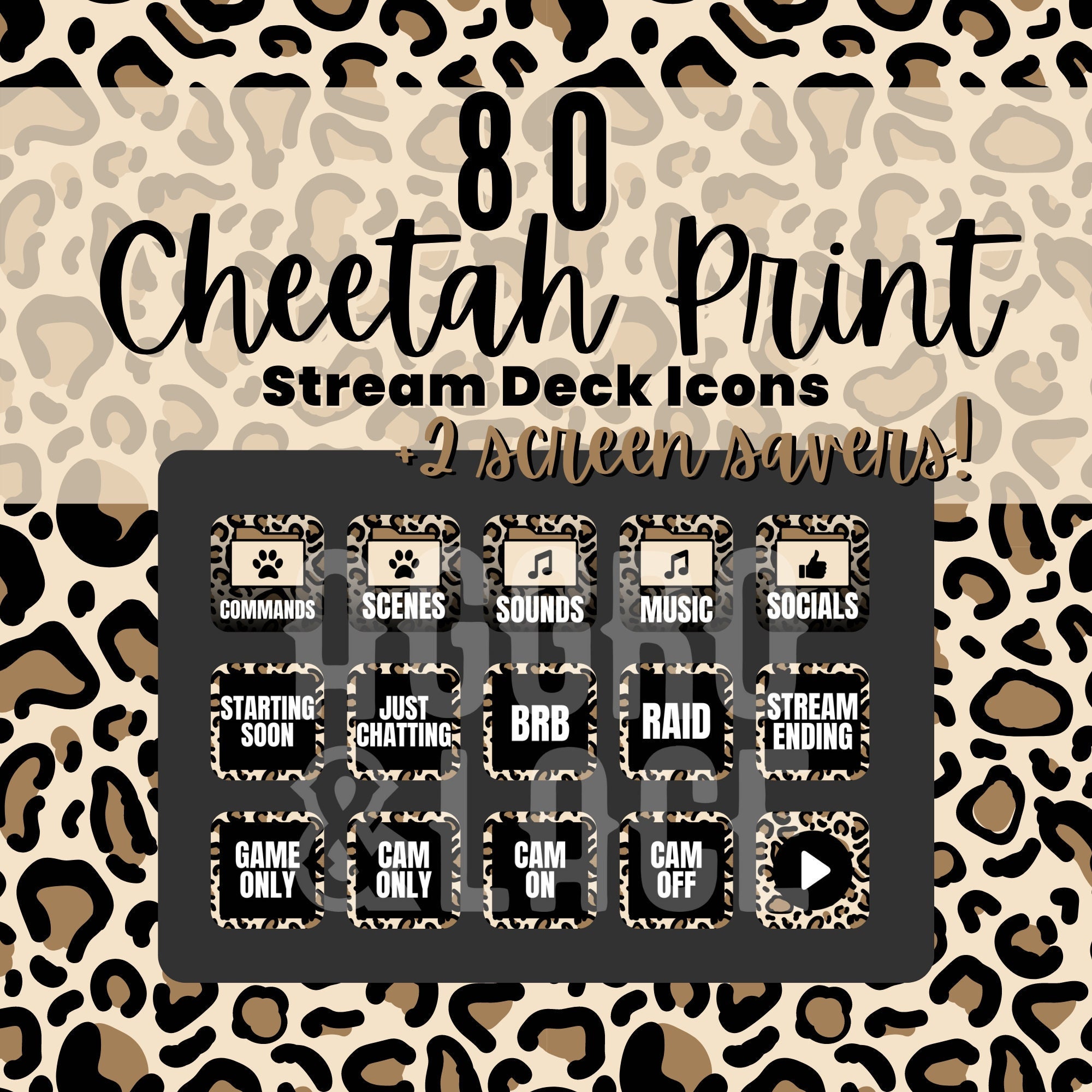 Cheetah Print | 80 Icons + 2 Screen Savers for Elgato Stream Deck ...