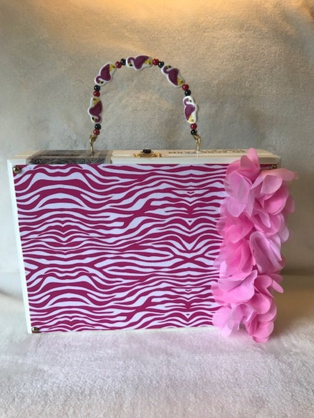 Hot Pink Animal Print Cigar Box Purse With Flamingo Handle. - Etsy