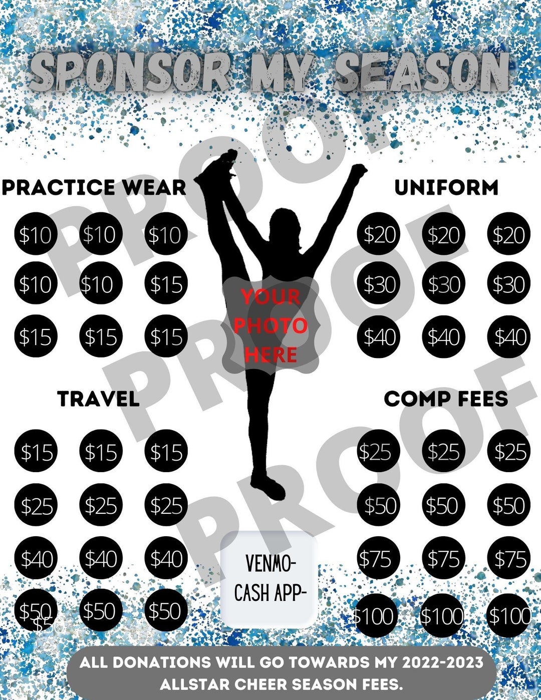 Sponsor My Cheer Season Fundraiser Etsy