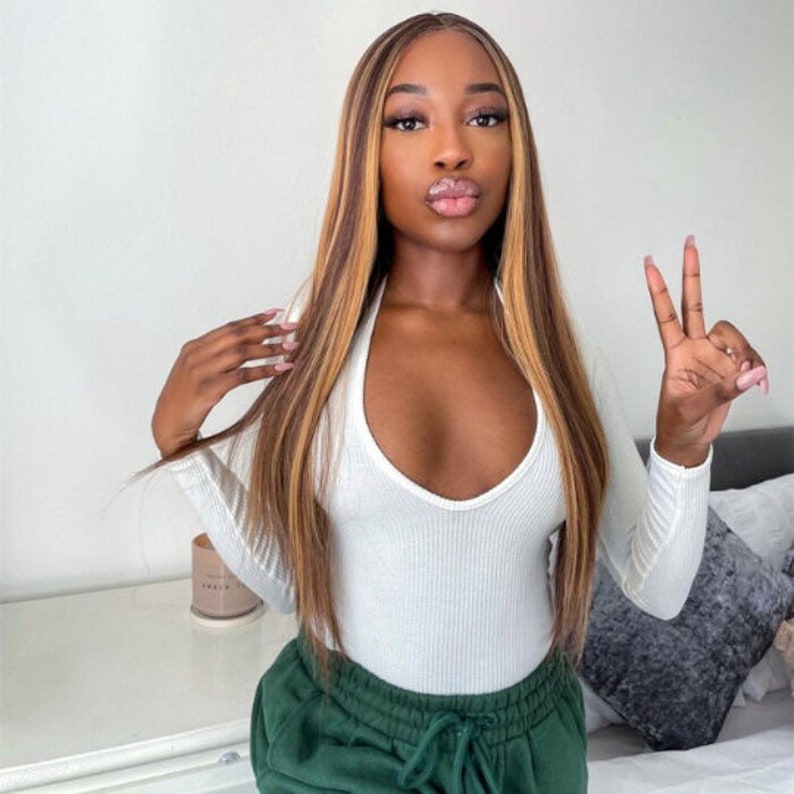 Brown Highlight Straight Wear & Go Glueless 180% HD Lace - Etsy