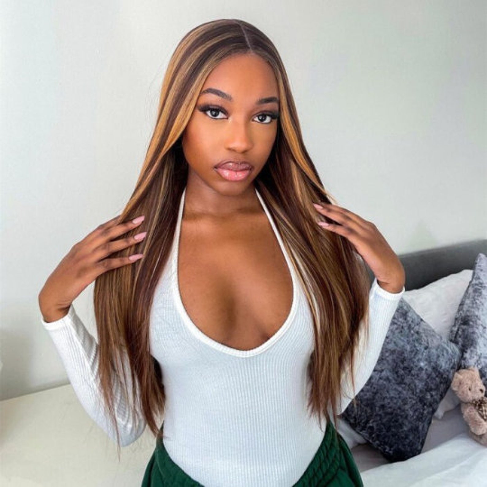 Brown Highlight Straight Wear & Go Glueless 180% HD Lace - Etsy