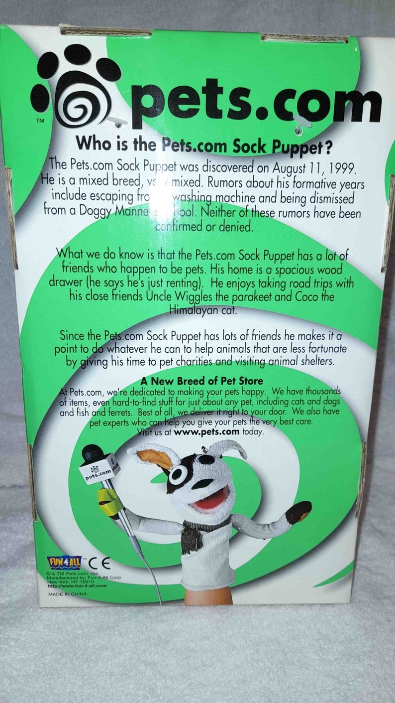 Rare Iconic Vintage 1999 Pets.com Sock Puppet. THE Icon of the 1990's ...