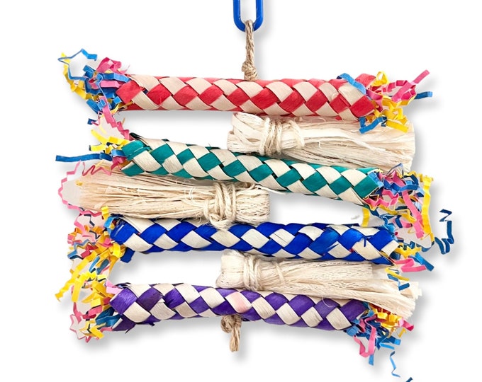 Finger Trap and Raffia Bundle Tower Bird/parrot Toy Raffia Bundles ...