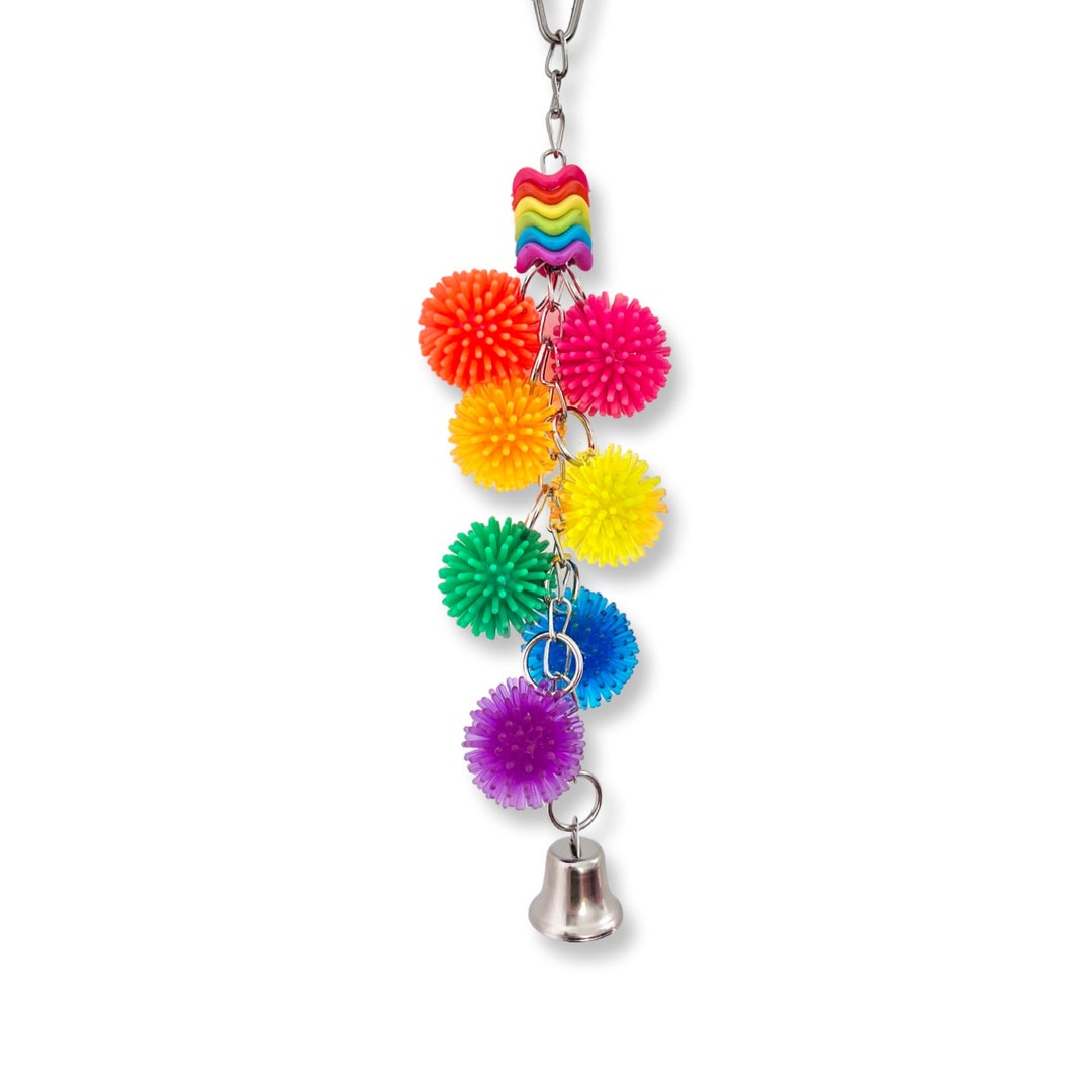Ball and Chain Bird/parrot Toy- 1 Inch Spike Balls, Bell, Large Wavy ...