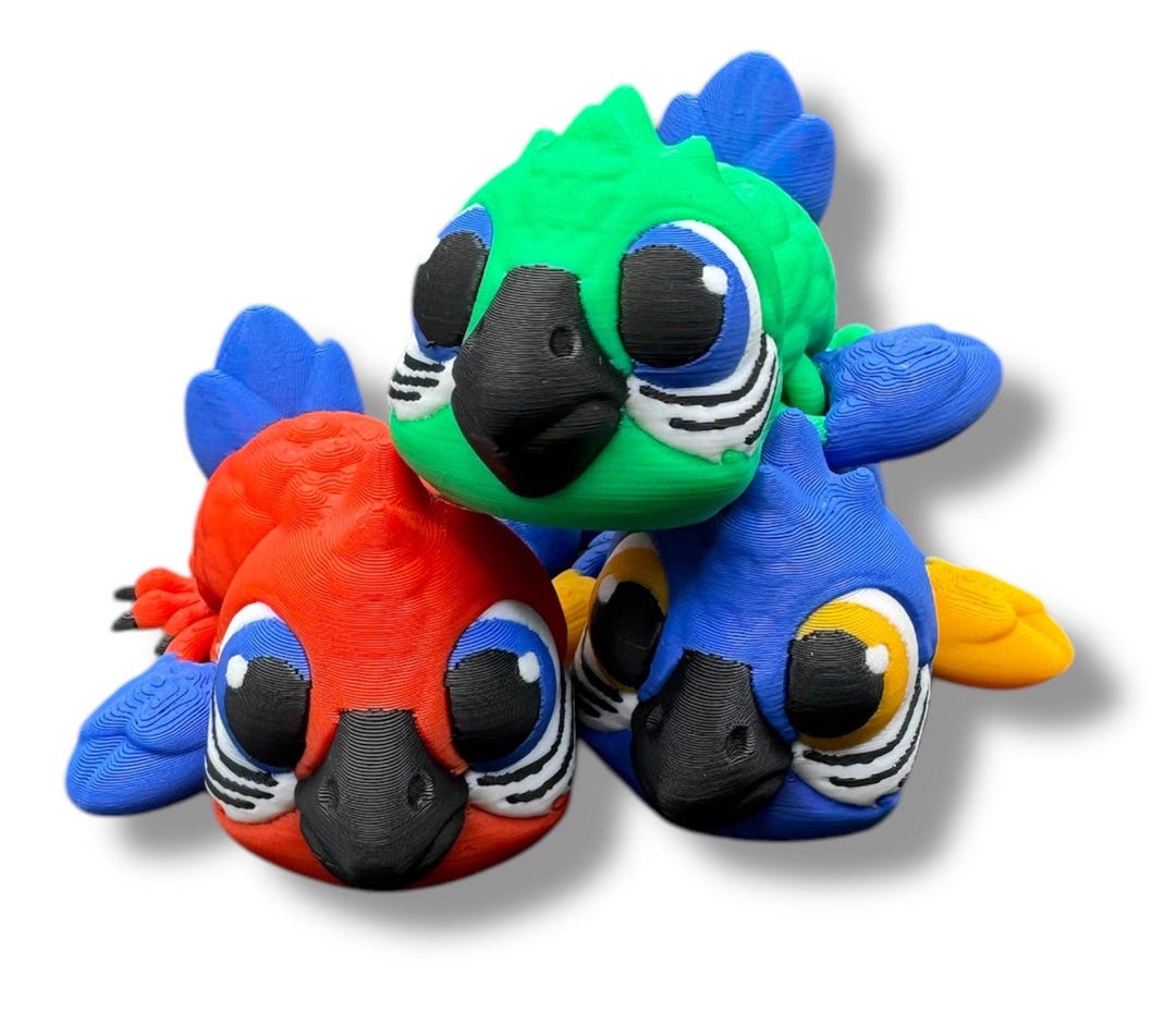 Baby Macaw Parrot Flexi Pet- 3D Printed Articulated Baby Macaw, Choose ...