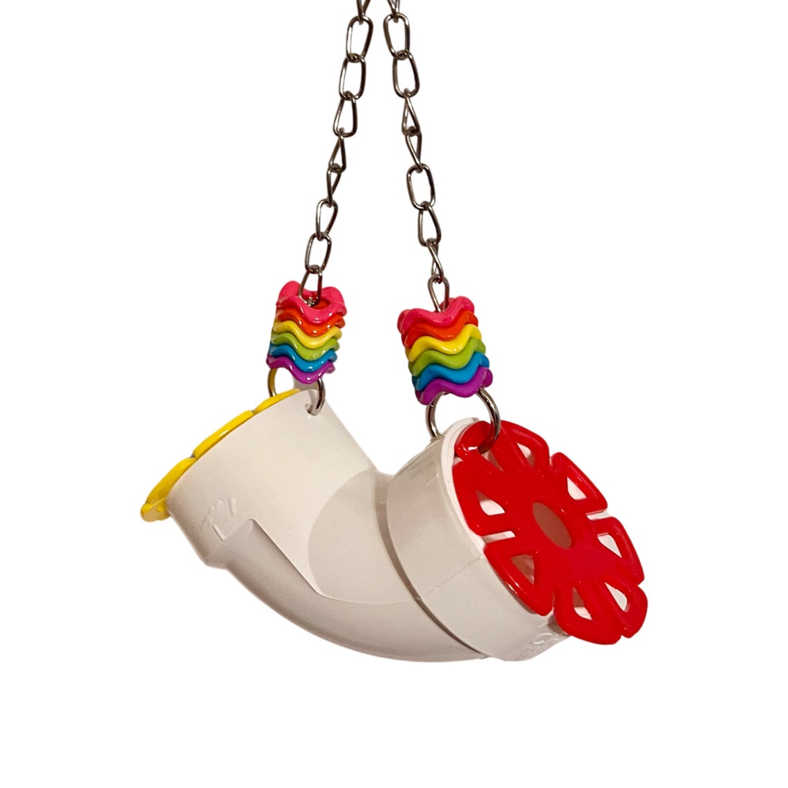 Busy Beak Foraging Bird/parrot Toy- Pvc Pipe, Wavy Charm Beads, Large ...