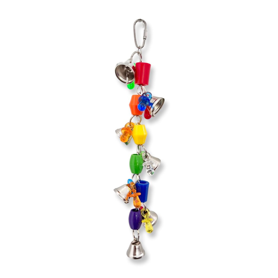 Busy Chain Bird/parrot Toy- Bells, Jumbo Beads, Pacifiers, Nickel ...