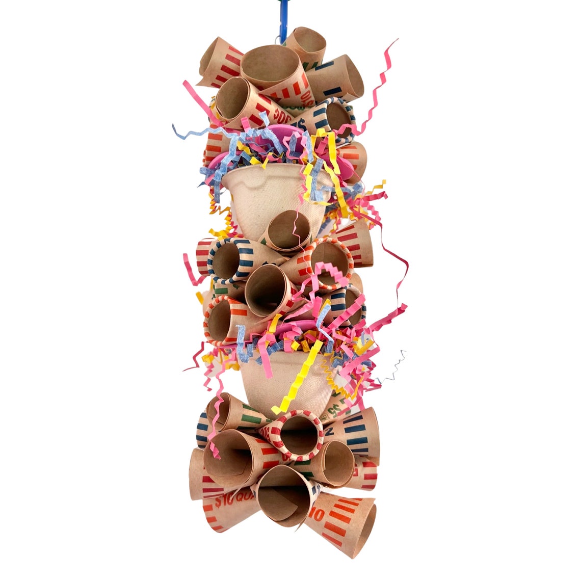 Money Cups Bird/parrot Toy- Coin Rolls, Foam Flowers, Plant Fiber Cups ...