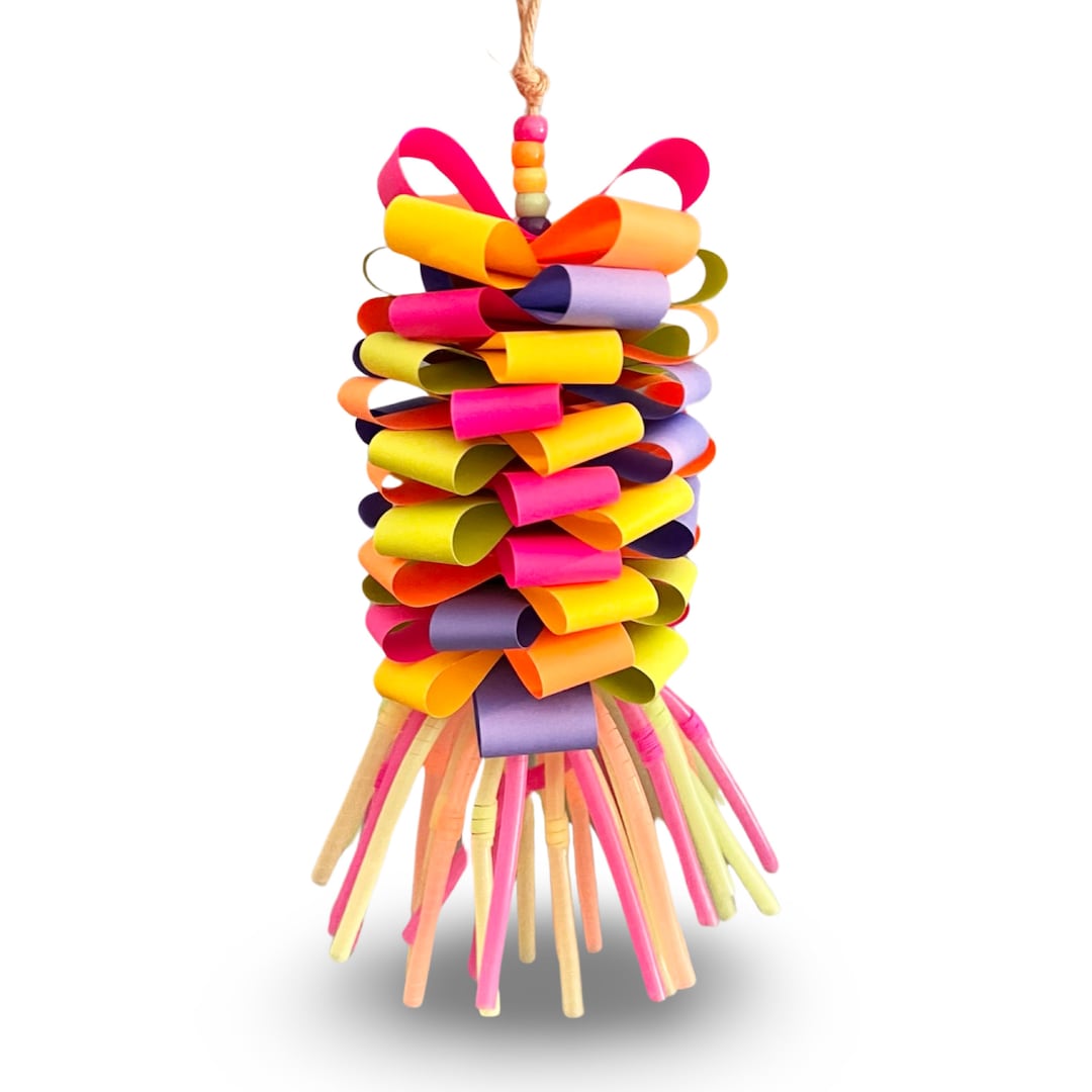 Paper and Springy Straw Shredding Tower Bird/parrot Toy- Spiraled ...