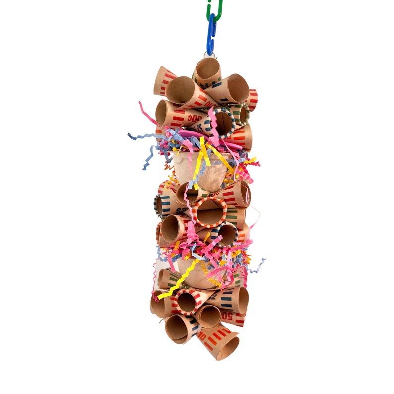 Money Cups Bird/parrot Toy- Coin Rolls, Foam Flowers, Plant Fiber Cups ...