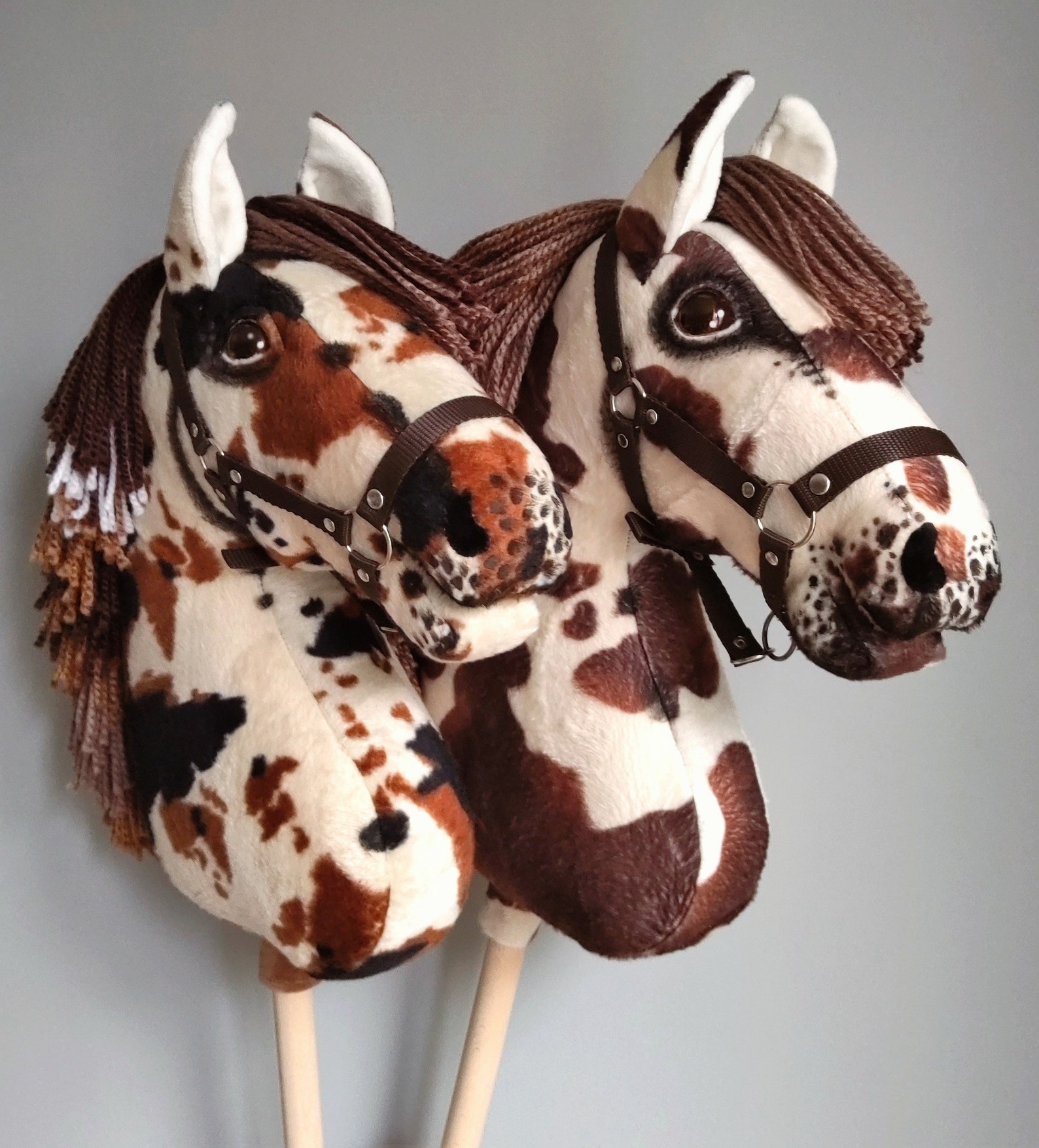 Appaloosa Hobby Horse, American Paint Horse, Yarn Mane, Bridle, Patches ...