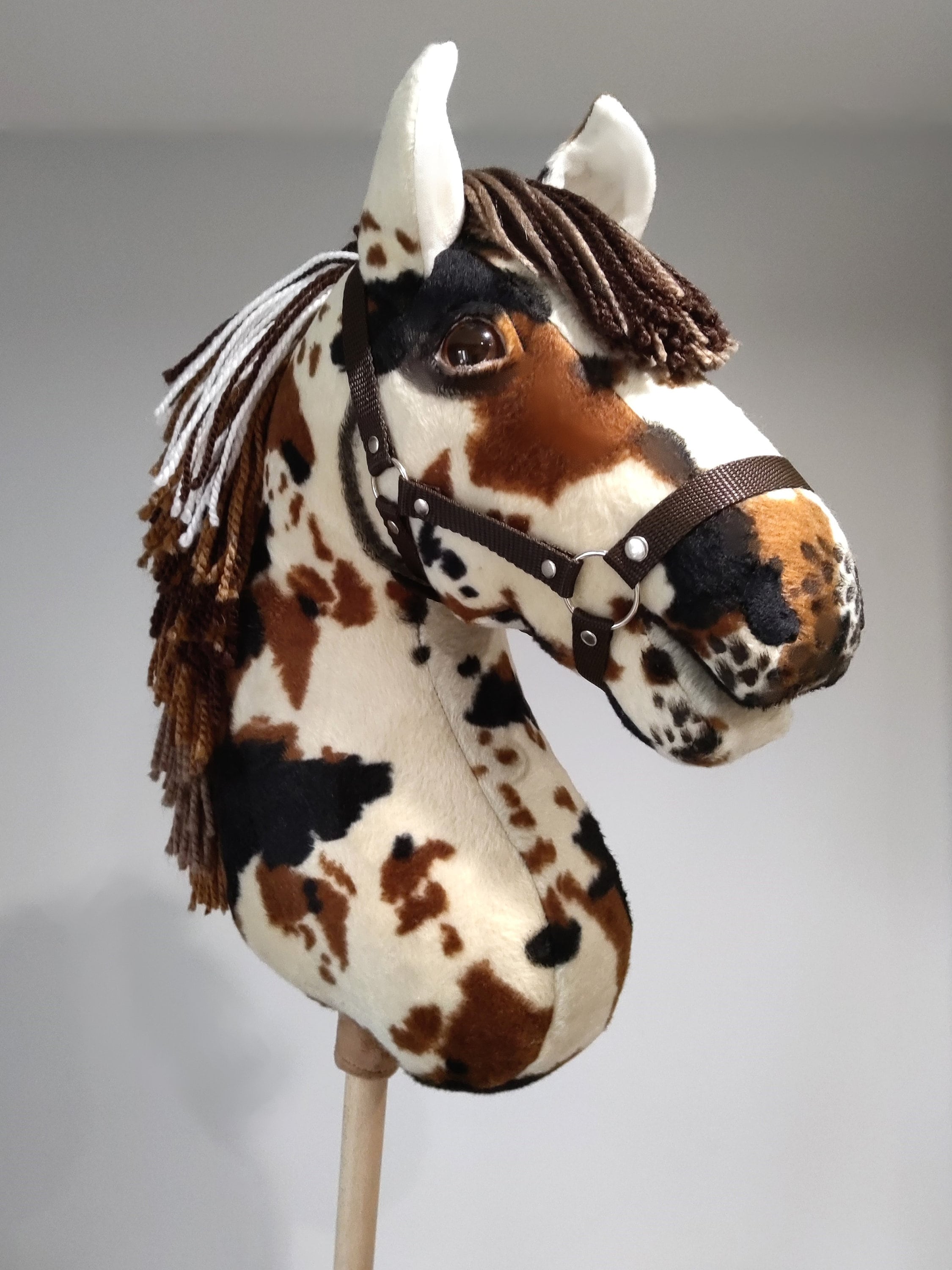 Appaloosa Hobby Horse, American Paint Horse, Yarn Mane, Bridle, Patches ...