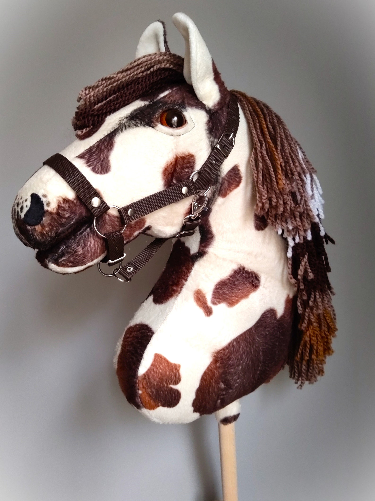 Appaloosa Hobby Horse, American Paint Horse, Yarn Mane, Bridle, Patches ...