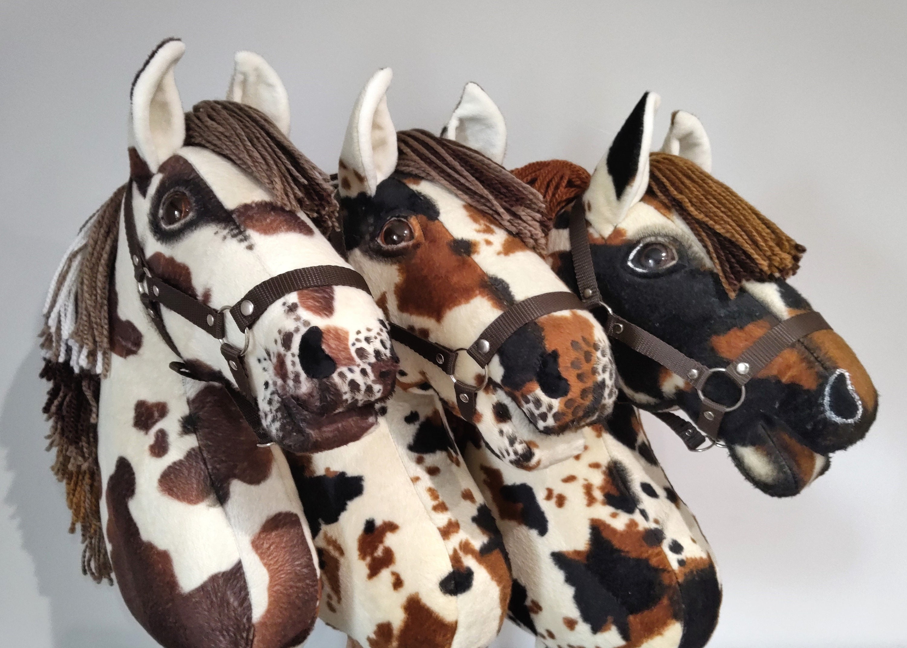 Appaloosa Hobby Horse, American Paint Horse, Yarn Mane, Bridle, Patches ...