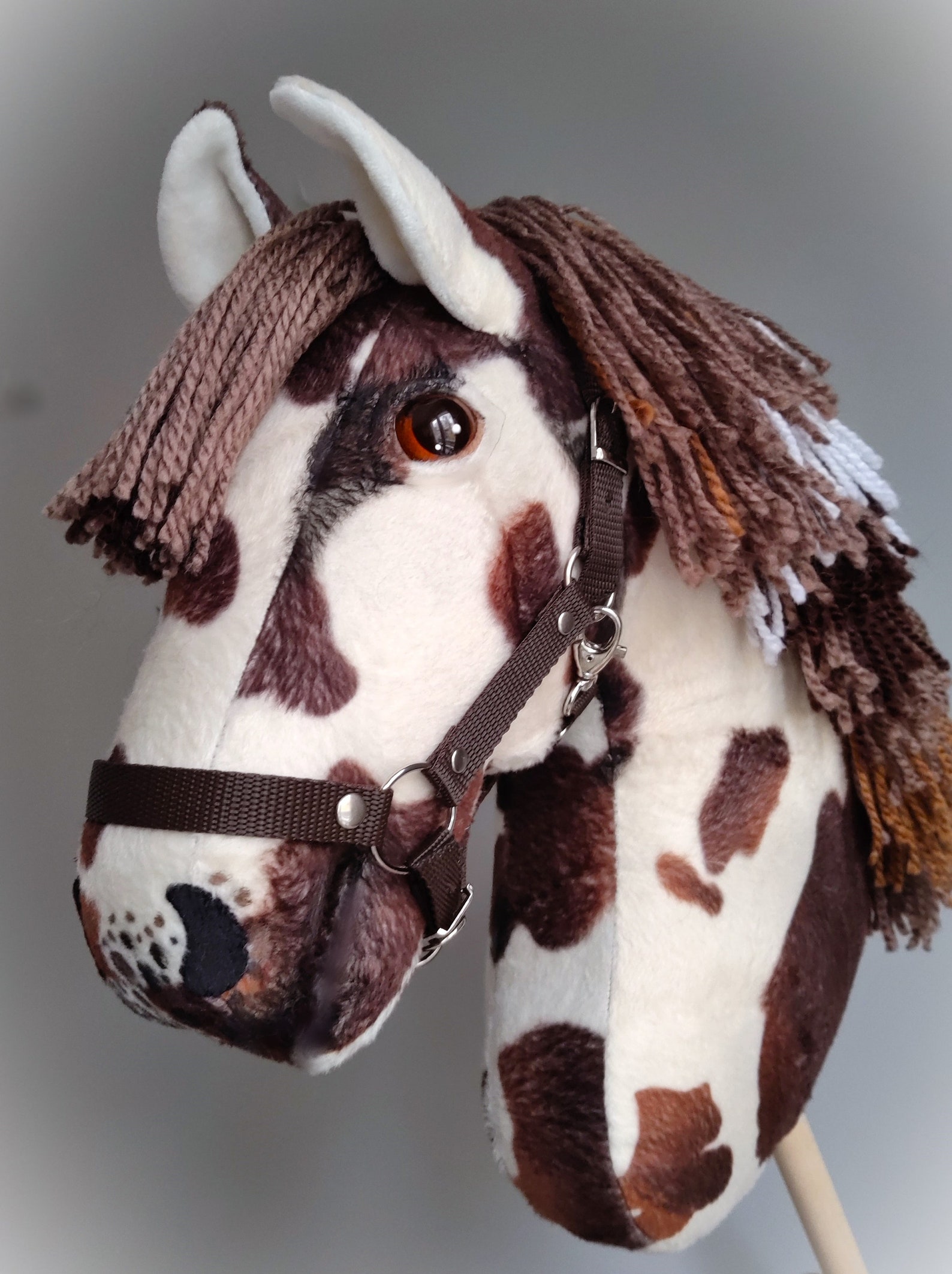 Appaloosa Hobby Horse, American Paint Horse, Yarn Mane, Bridle, Patches ...