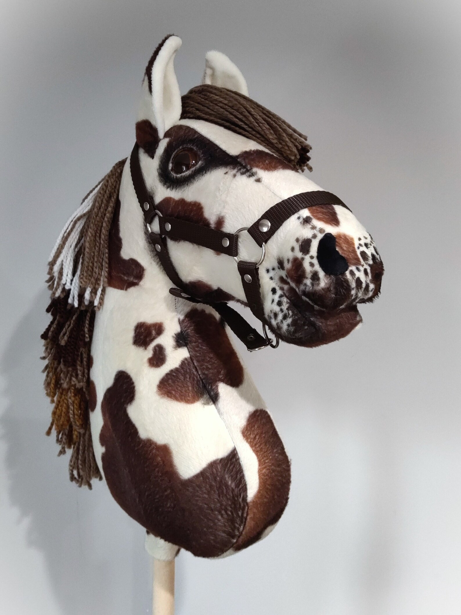 Appaloosa Hobby Horse, American Paint Horse, Yarn Mane, Bridle, Patches ...